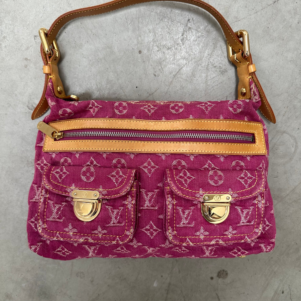 Louis Vuitton Monogram Denim Baggy PM Fuchsia Pink Shoulder Bag ...