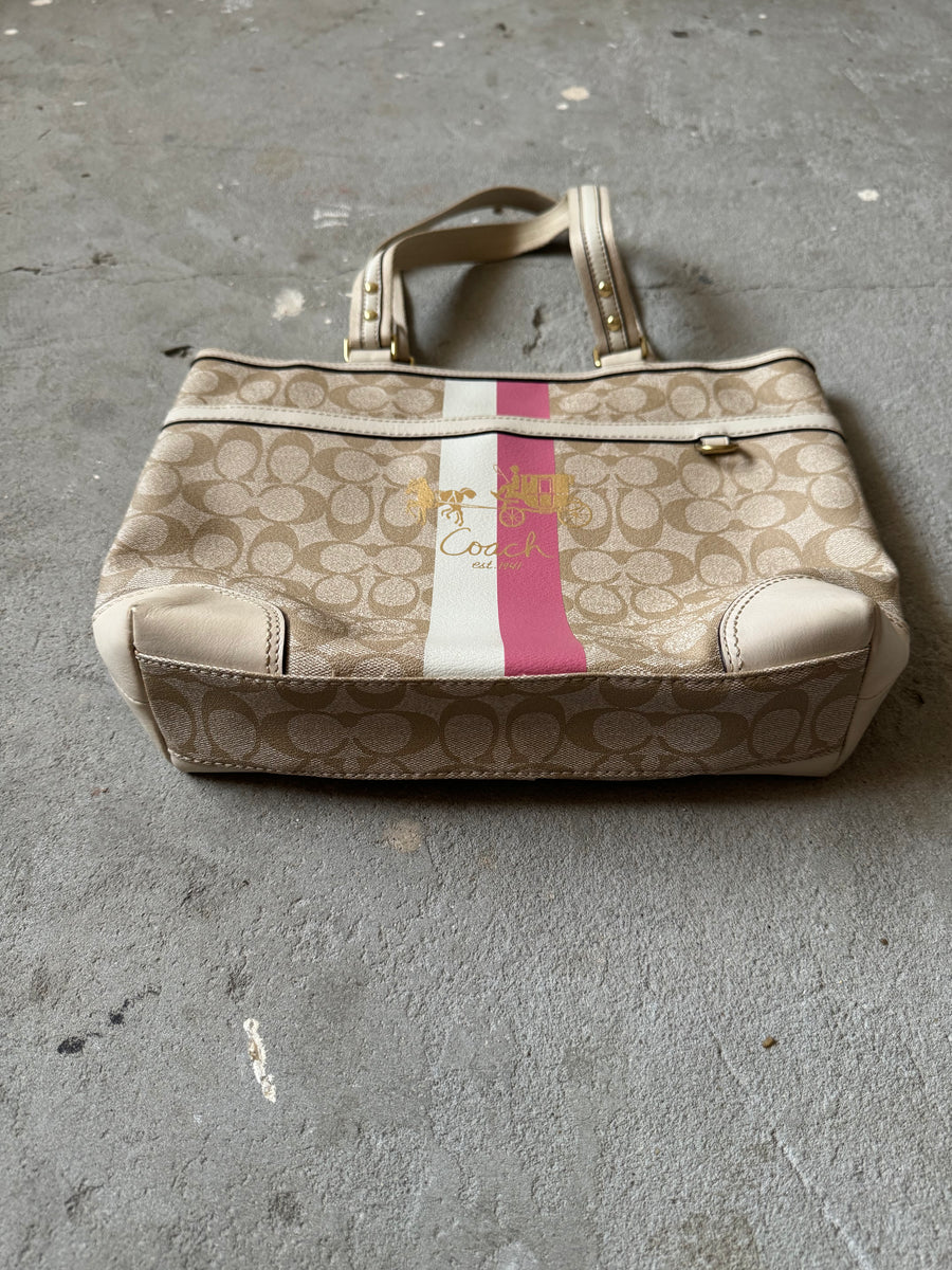 Coach Signature Chelsea Heritage Tote Bag Beige/Pink – Curated by Charbel