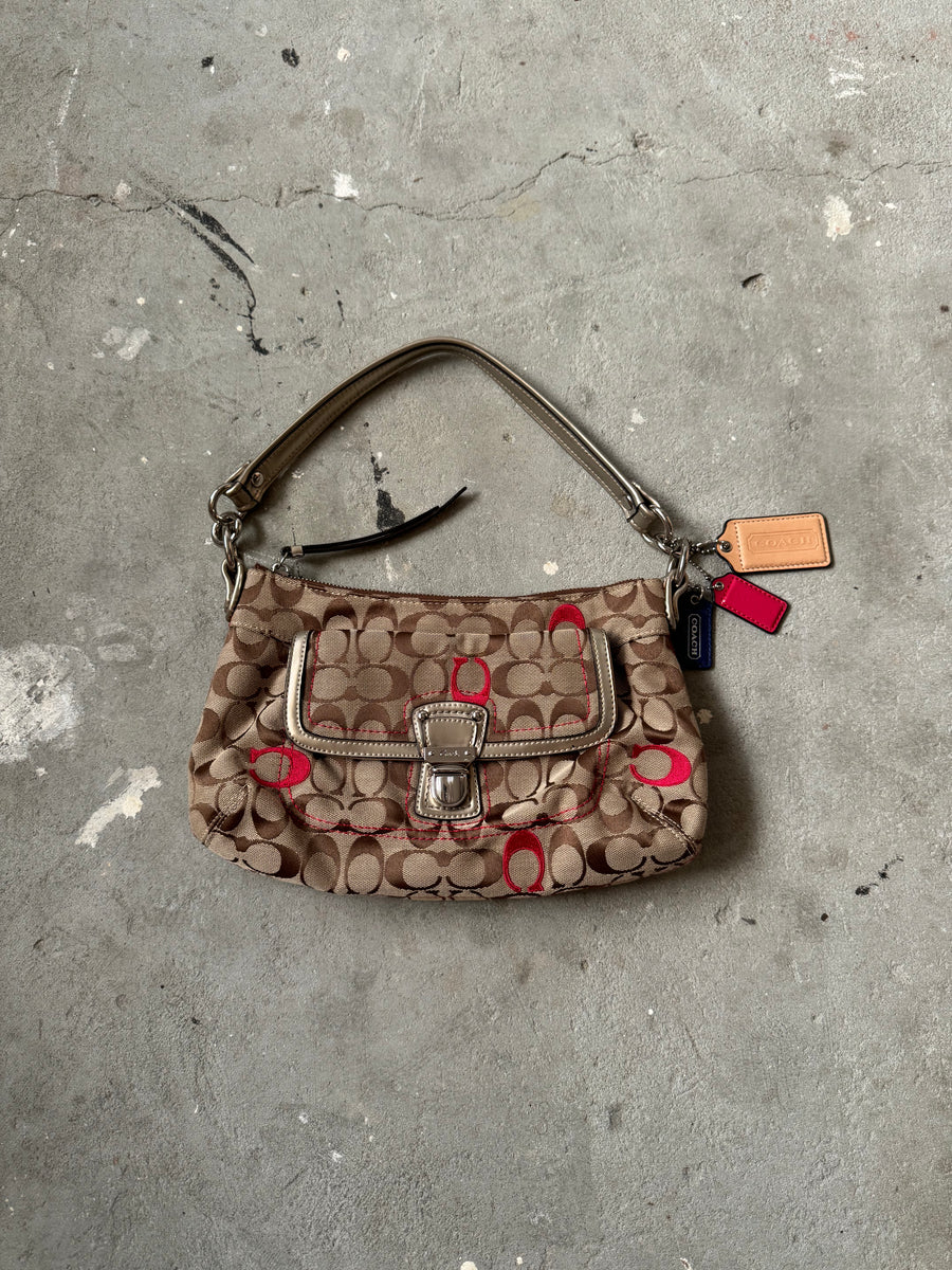 Coach Embroidered Signature Hand Bag Beige/Red – Curated by Charbel