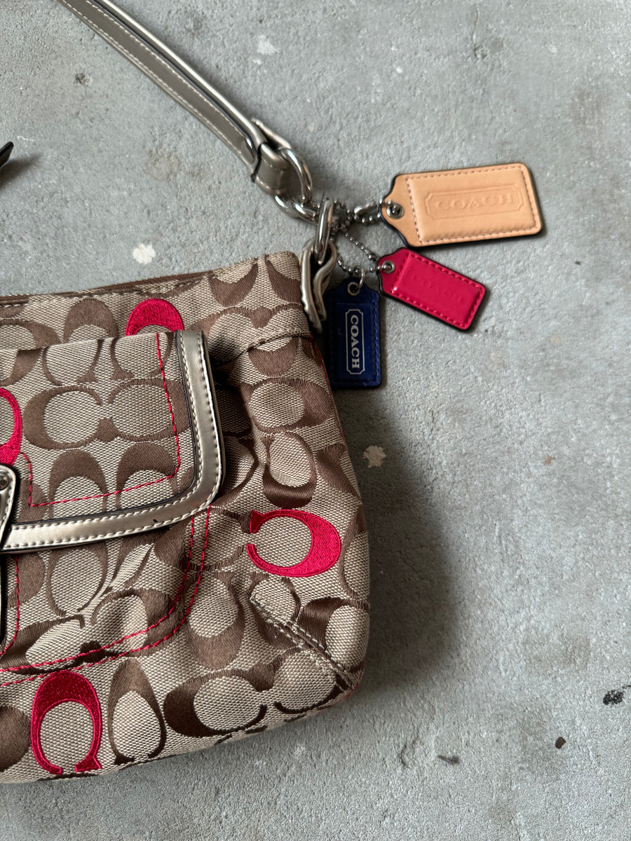 Coach Embroidered Signature Hand Bag Beige/Red – Curated by Charbel