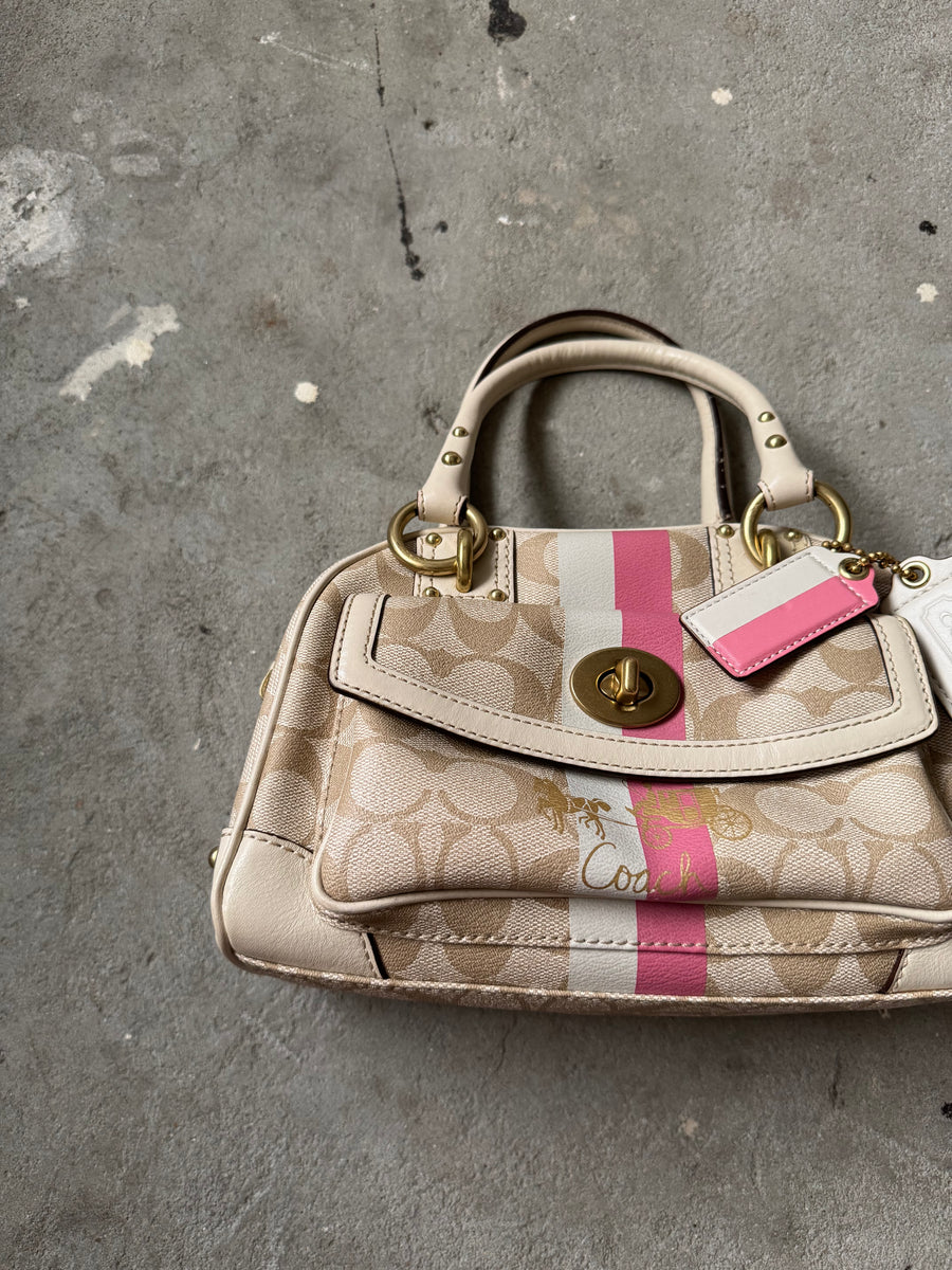 Coach Signature PVC Stripe Heritage Satchel HandBag – Curated by Charbel