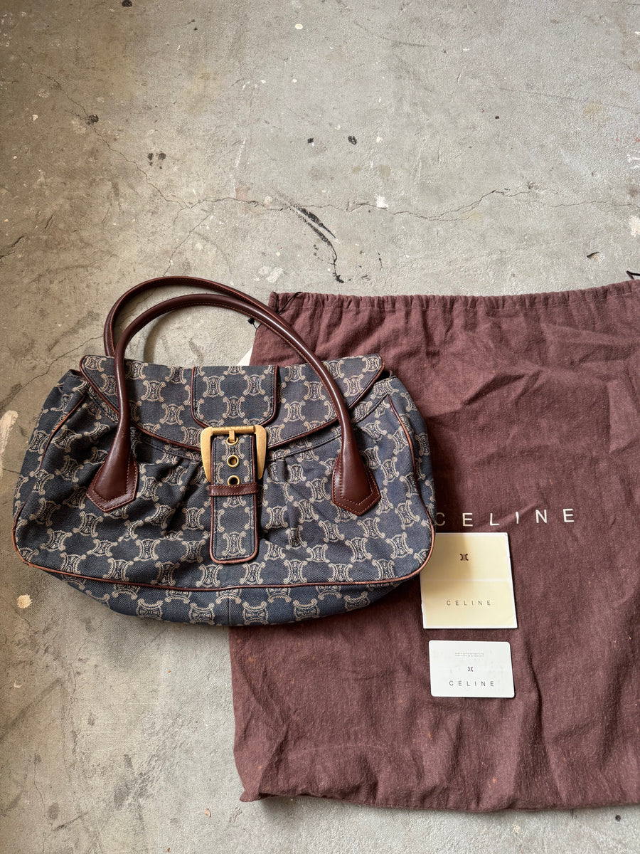 Celine Denim Triomphe Large Handbag 'Blue/Brown' – Curated by Charbel