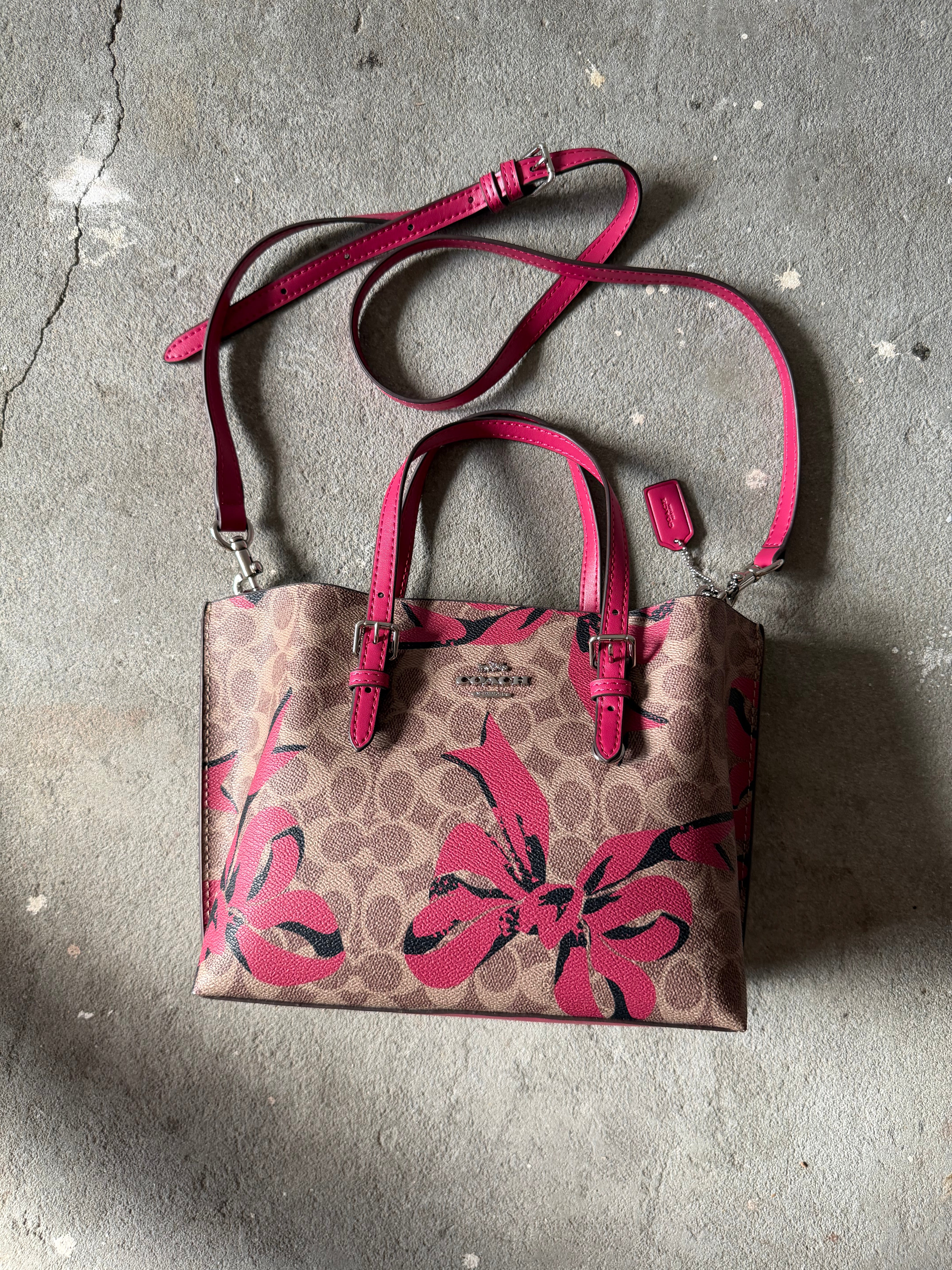 Coach 2Way Signature Mollie 25 Ribbon Tote Bag Beige/Pink – Curated by ...