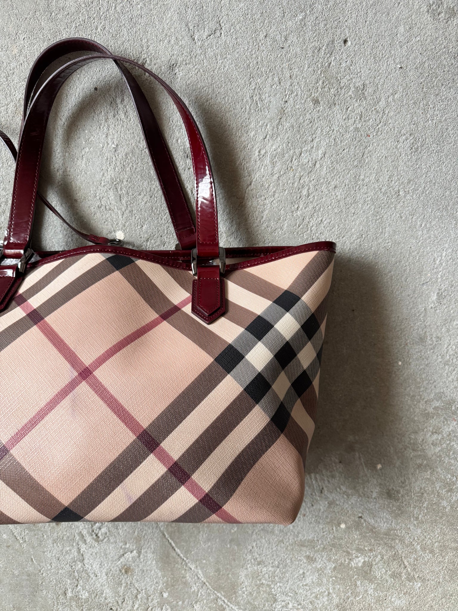Burberry Supernova Check Nickie Shoulder Bag Berry Red – Curated by Charbel