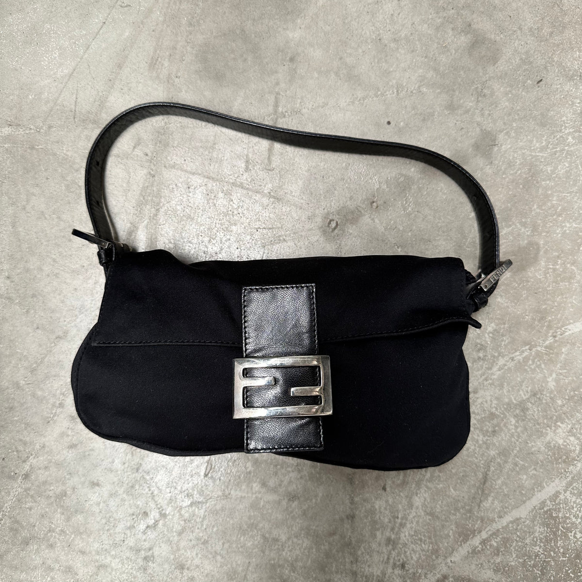 Fendi Black Baguette Bag with Silver Hardware – Curated by Charbel
