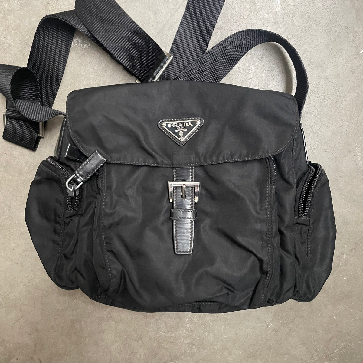 Prada Side Pocket Crossbody Bag Nylon Black – Curated by Charbel